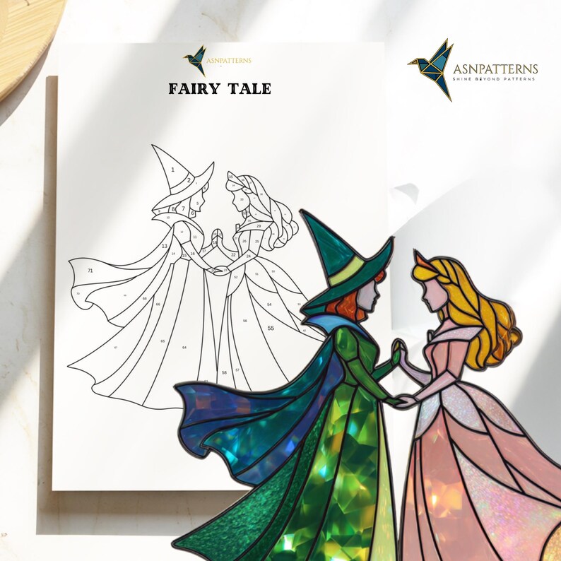 Fairy Girls Stained Glass Pattern, Fairy Suncatcher PDF Template, DIY ...