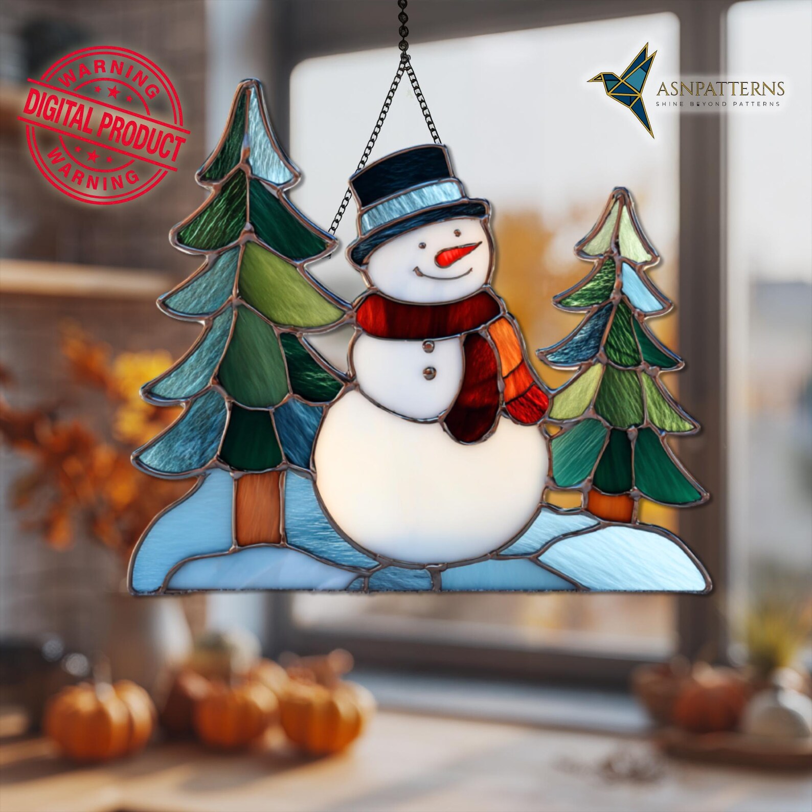 Frosty the Snowman Stained Glass Pattern, Snowman Suncatcher, Stained ...