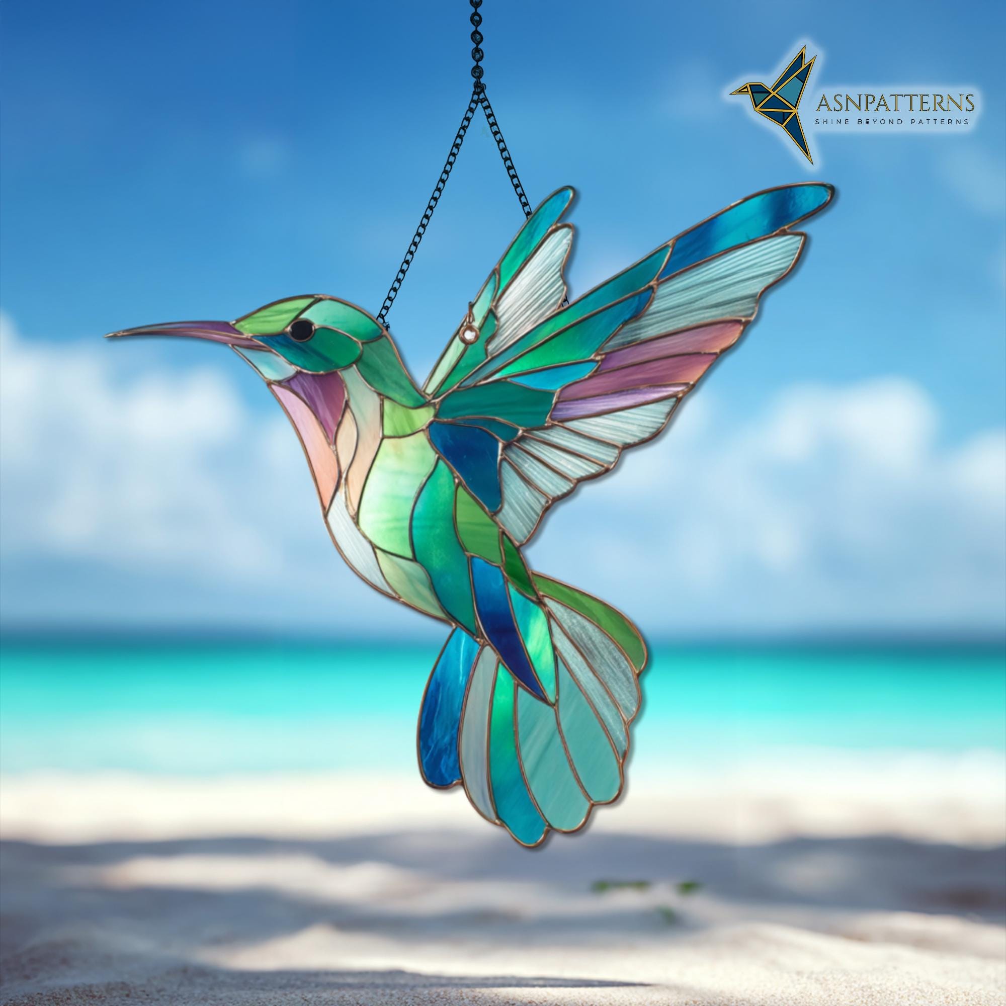 Hummingbird Stained Glass Pattern, Hummingbird Suncatcher, Stained ...