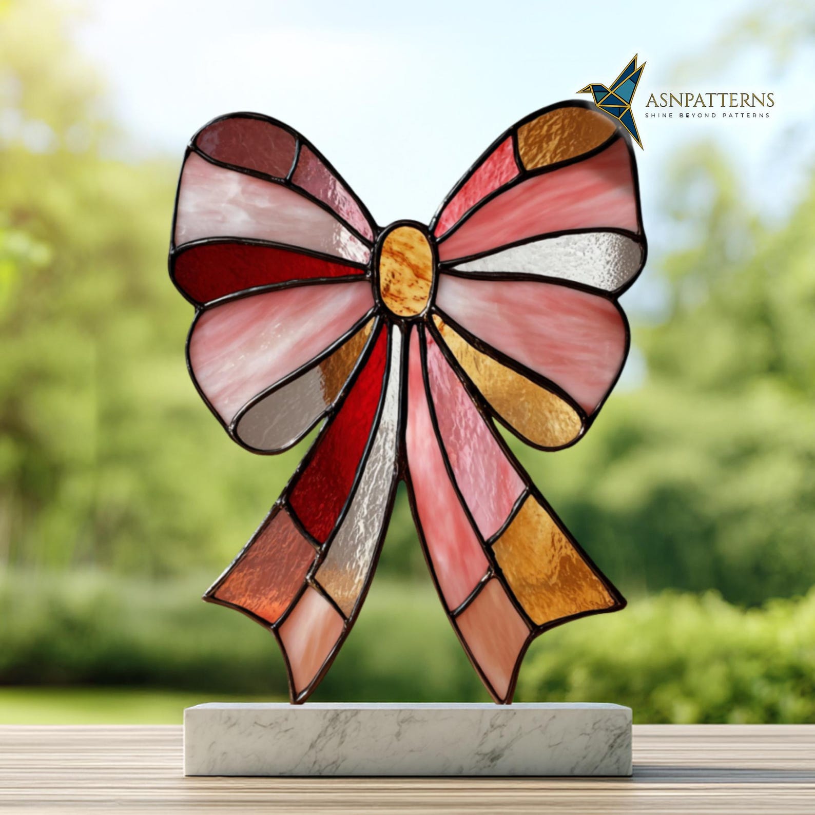 Bow Stained Glass Pattern, Bow Suncatcher, Stained Glass Bow and ...