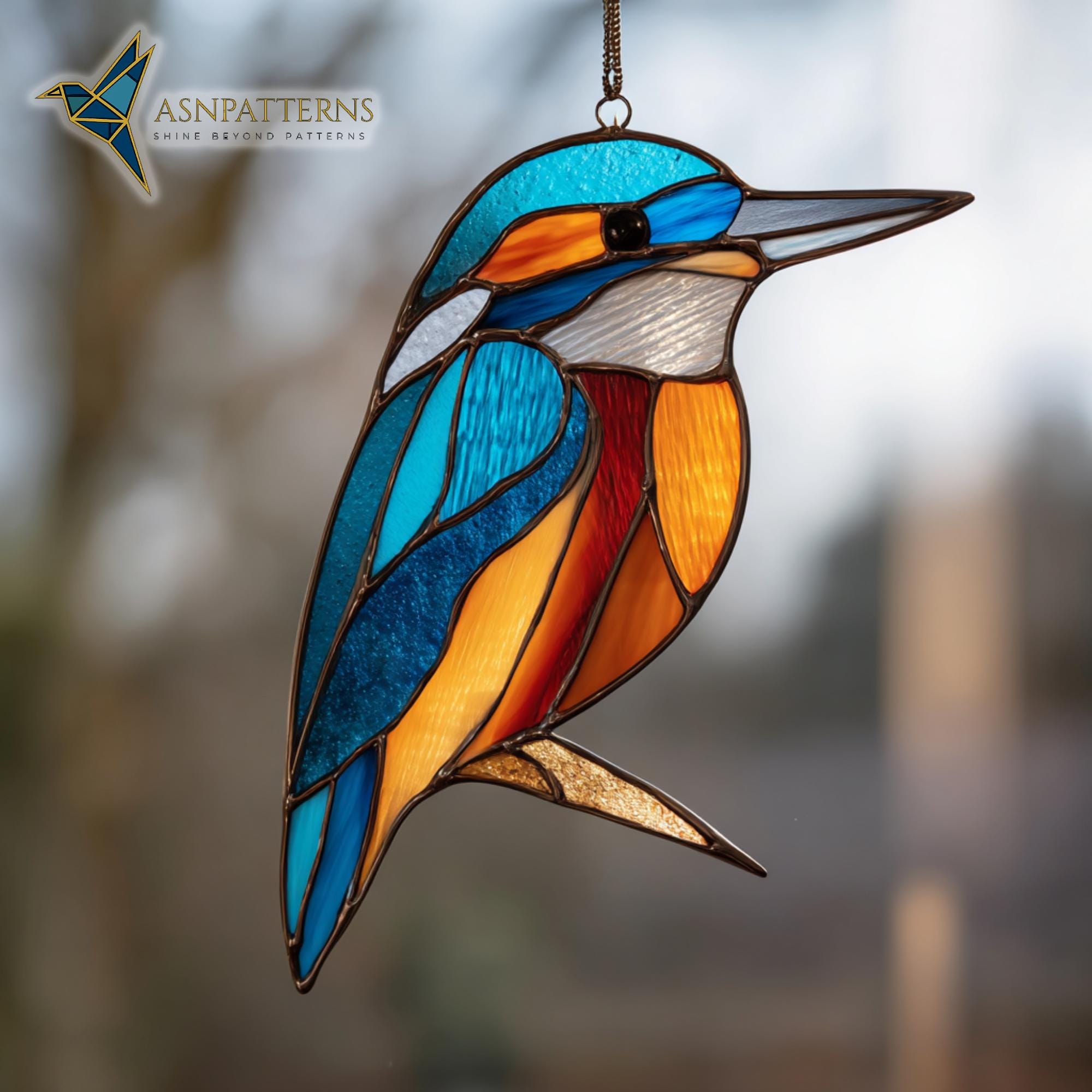 Kingfisher Bird Stained Glass Pattern, Kingfisher Suncatcher, Stained ...