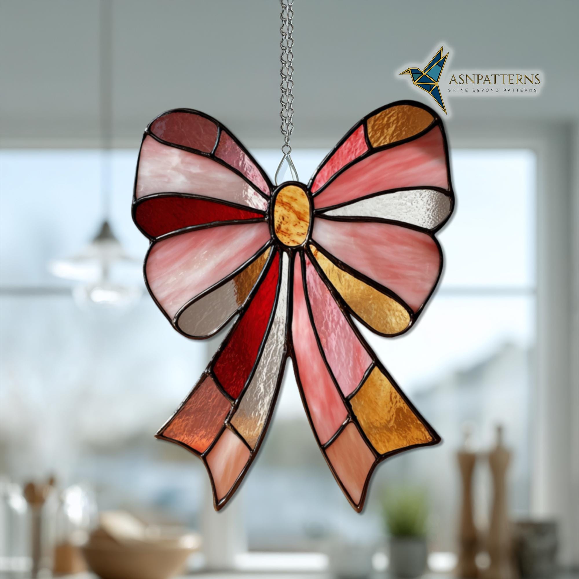 Bow Stained Glass Pattern, Bow Suncatcher, Stained Glass Bow and ...