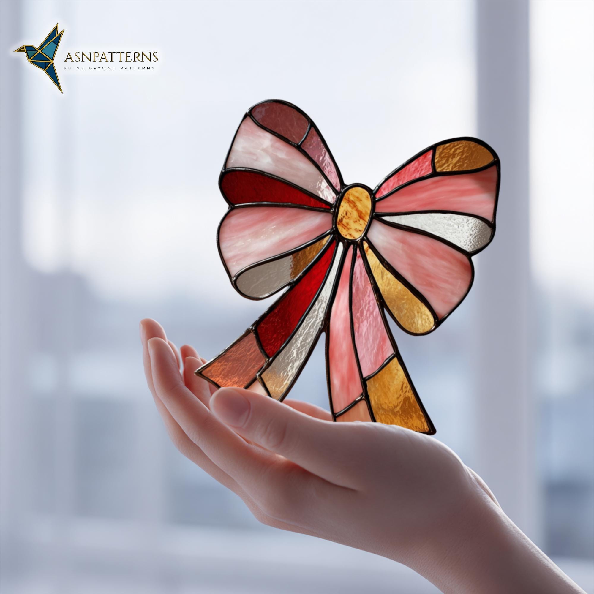 Bow Stained Glass Pattern, Bow Suncatcher, Stained Glass Bow and ...