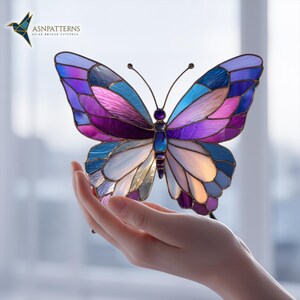 Colorful Butterfly Stained Glass Pattern, Butterfly Suncatcher, Stained ...