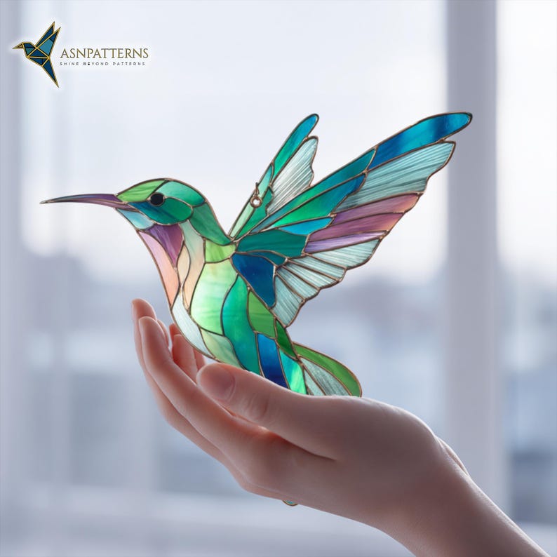 Hummingbird Stained Glass Pattern, Hummingbird Suncatcher, Stained ...