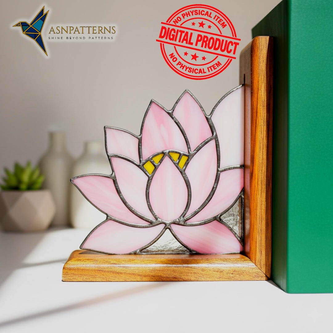 Flower Bookend Stained Glass Pattern for DIY Suncatcher and Handmade ...