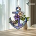 Floral Anchor Stained Glass Pattern, Anchor Suncatcher Template, DIY ...