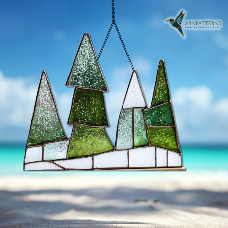 Winter Pine Tree Stained Glass Pattern, Winter Suncatcher PDF Template ...