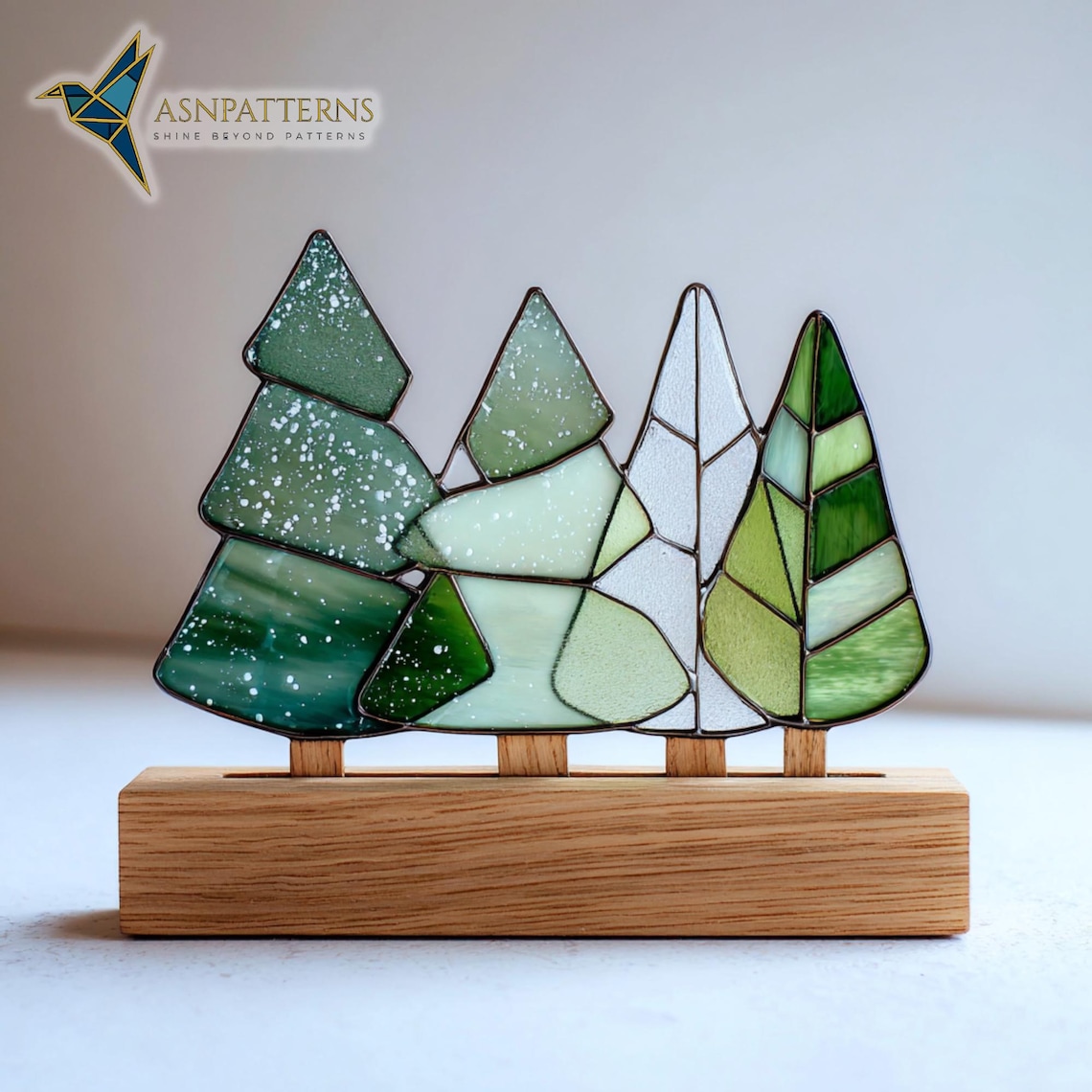 Winter Pine Tree V2 Stained Glass Pattern, Winter Suncatcher, Stained ...