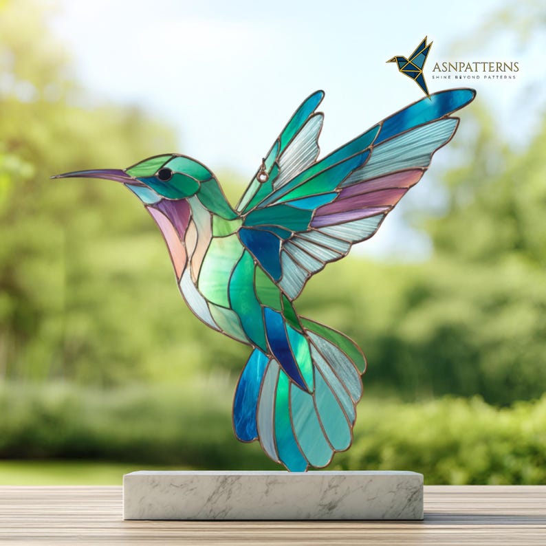 Hummingbird Stained Glass Pattern, Hummingbird Suncatcher, Stained ...