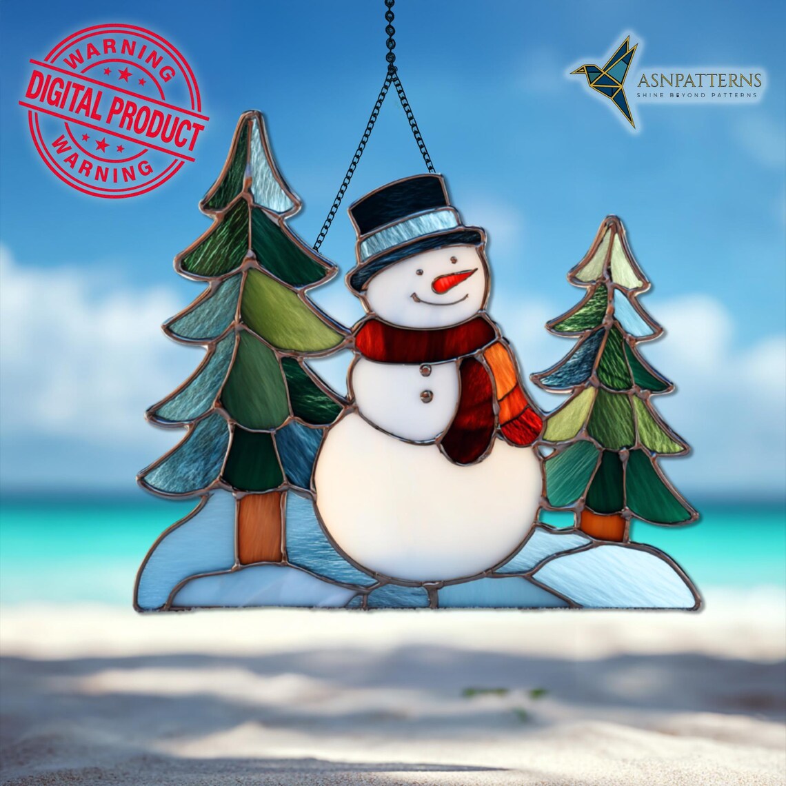 Frosty the Snowman Stained Glass Pattern, Snowman Suncatcher, Stained ...
