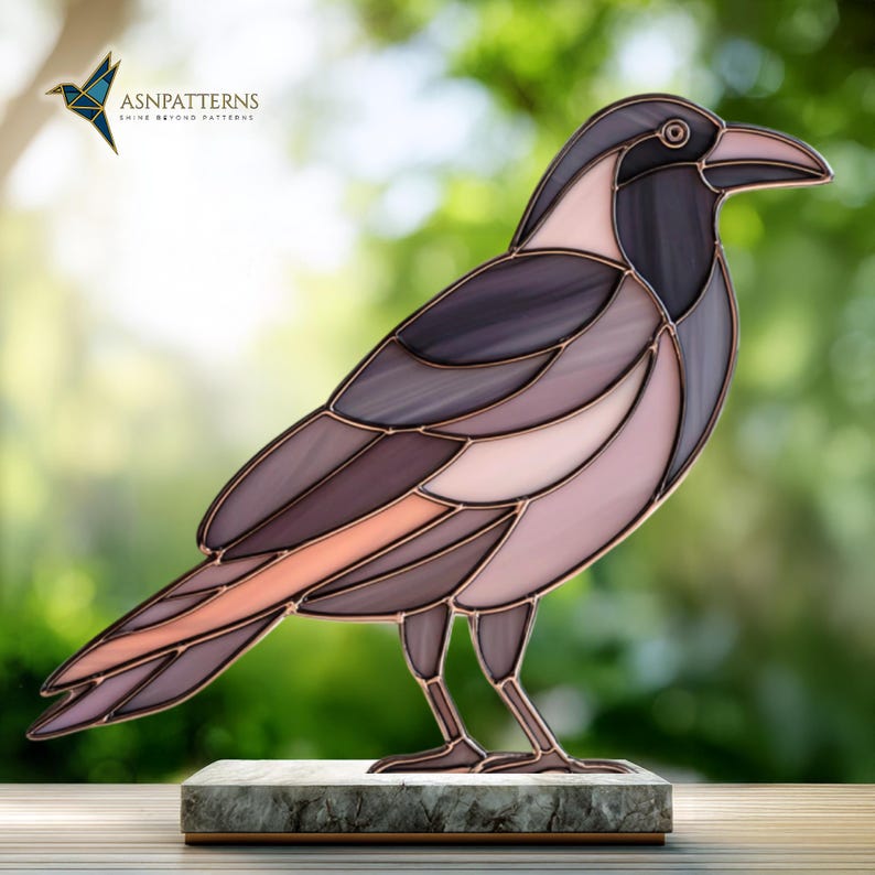 Crow Stained Glass Pattern, Crow Raven Witch Suncatcher Template ...