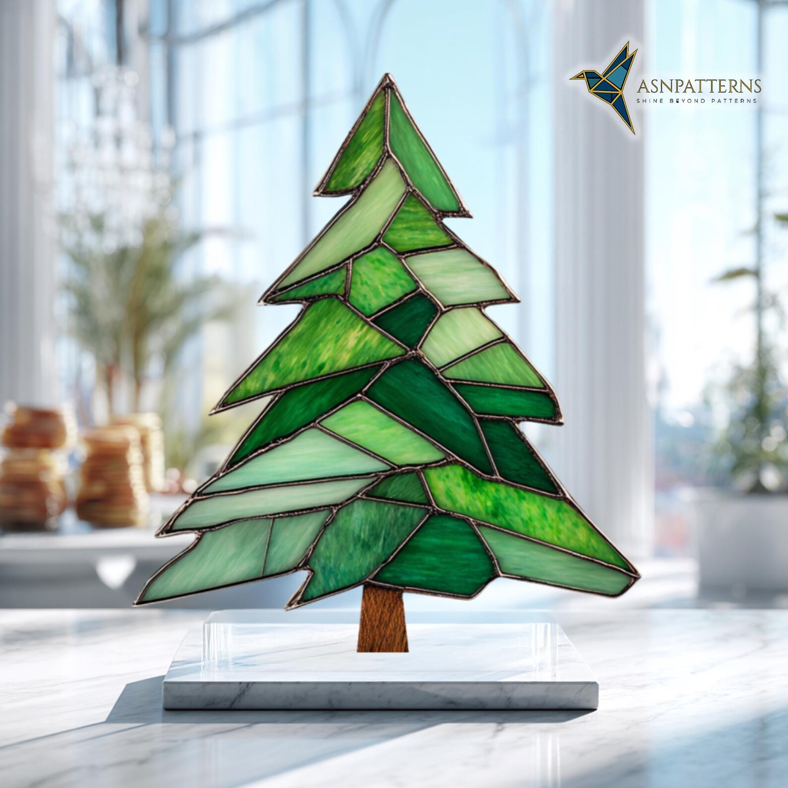 Pine Tree Stained Glass Pattern, Evergreen Tree Suncatcher, Stained ...