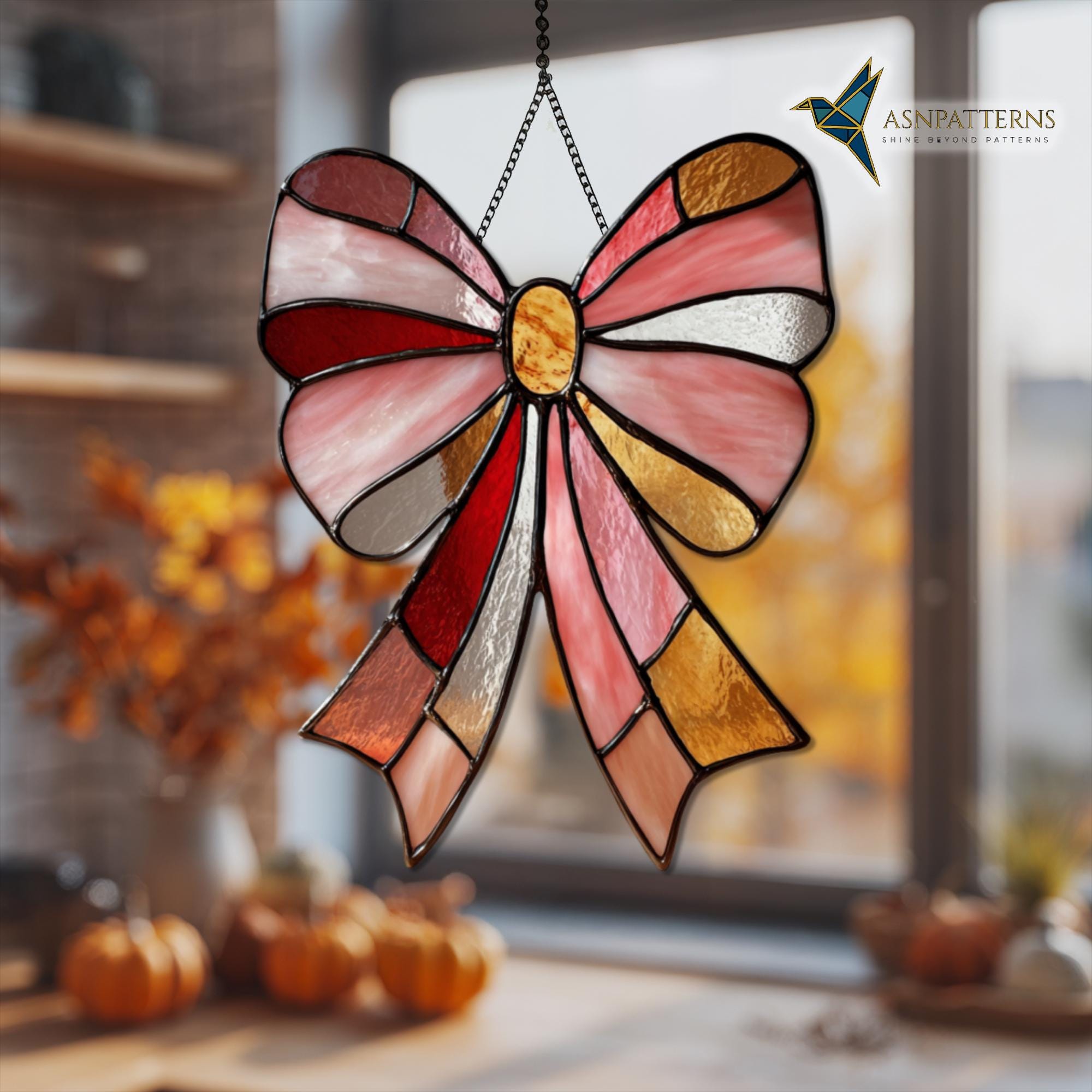 Bow Stained Glass Pattern, Bow Suncatcher, Stained Glass Bow and ...