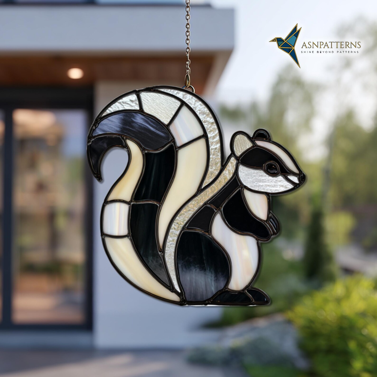 Skunk Stained Glass Pattern, Skunk Suncatcher, Stained Glass Cute Skunk ...