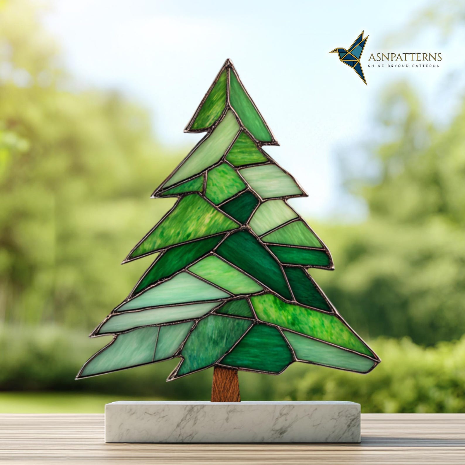 Pine Tree Stained Glass Pattern, Evergreen Tree Suncatcher, Stained ...