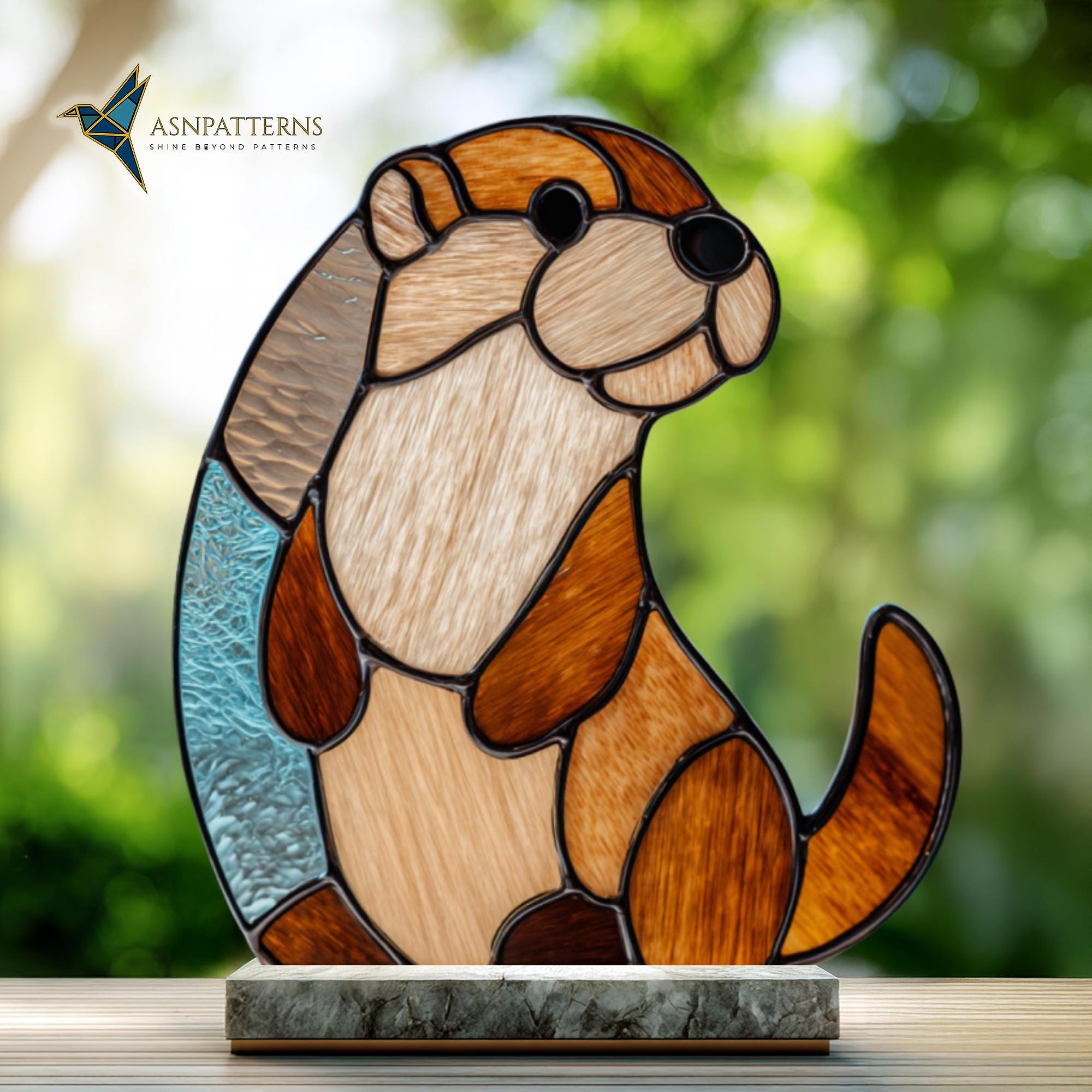Cute Otter Stained Glass Pattern, Otter Suncatcher PDF Template ...