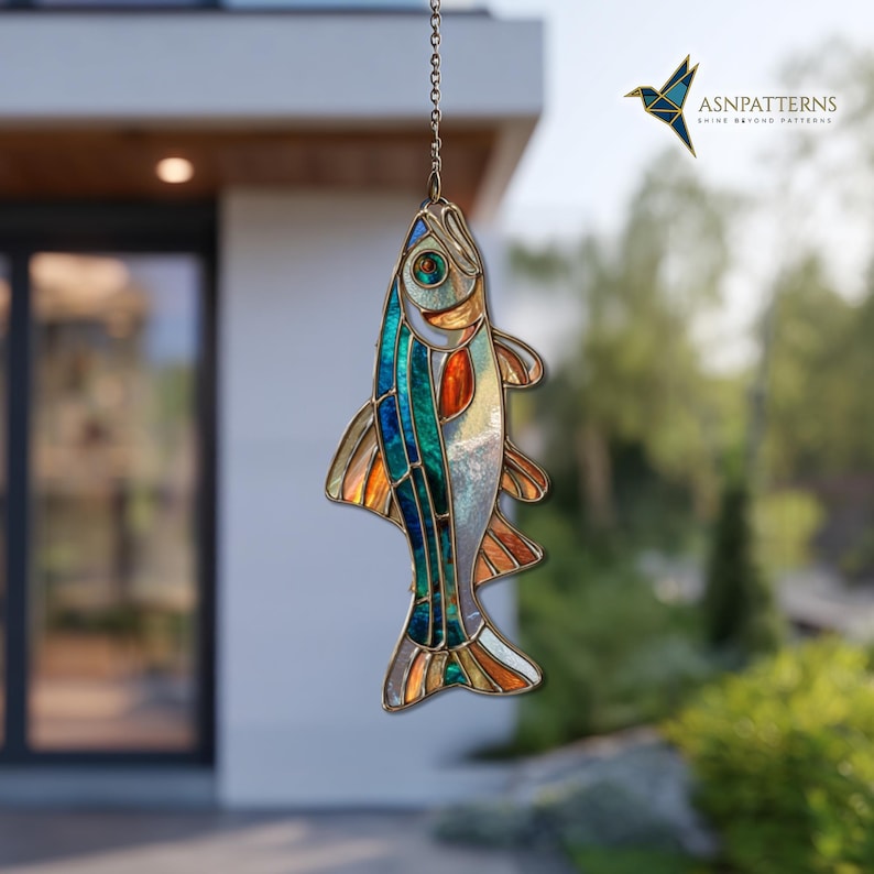 Fishing Lure Stained Glass Pattern, Fish Suncatcher, Stained Glass Fish ...