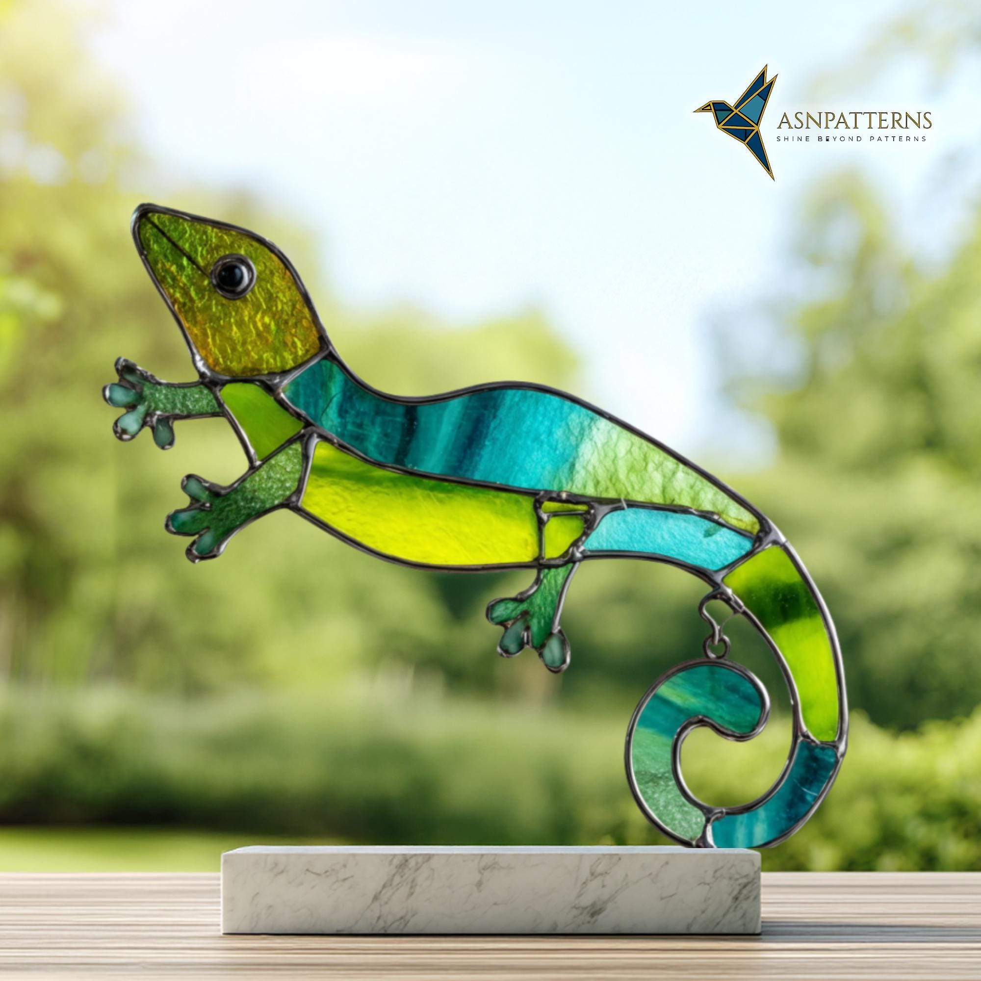 Lizard Stained Glass Pattern, Green Iguana Suncatcher PDF Template ...