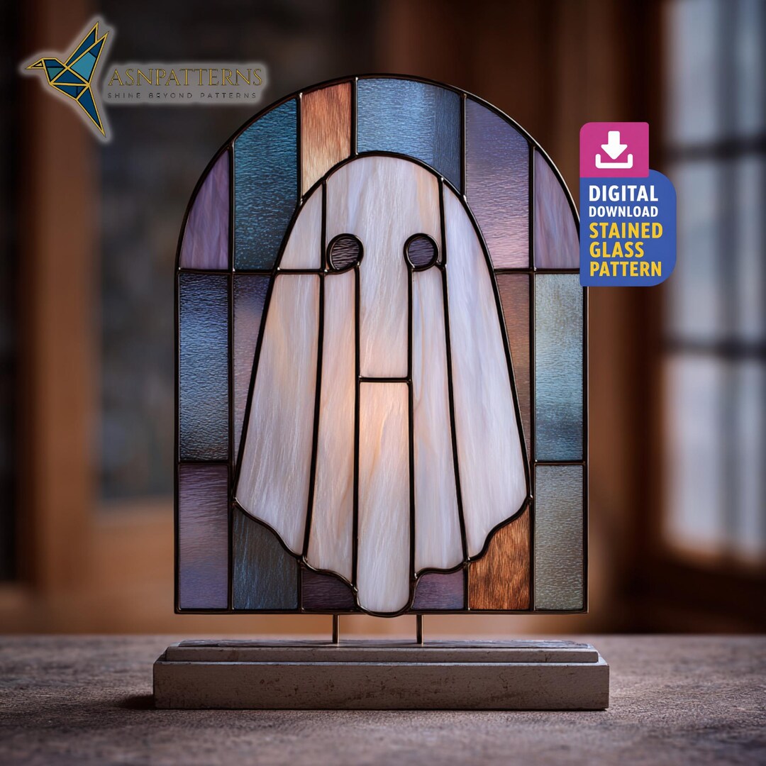 Ghost at the Window Stained Glass Pattern, Spooky Halloween Suncatcher ...