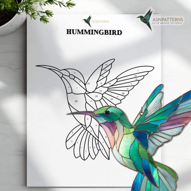 Hummingbird Stained Glass Pattern, Hummingbird Suncatcher, Stained ...