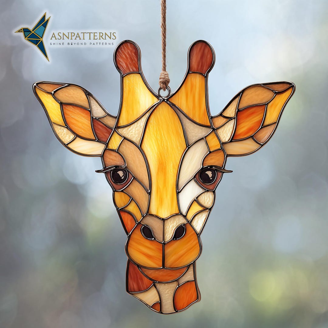 Giraffe Stained Glass Pattern, Giraffe Suncatcher, Stained Glass ...