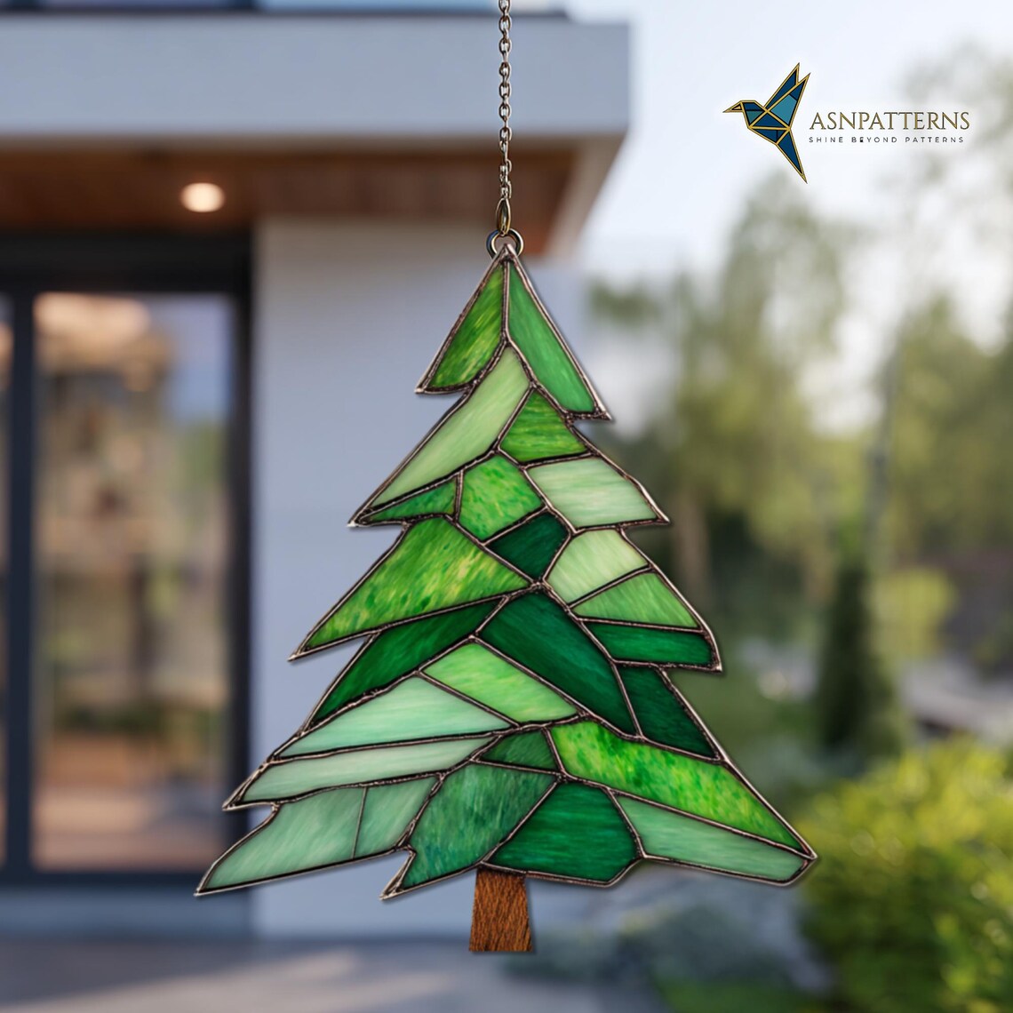 Pine Tree Stained Glass Pattern, Evergreen Tree Suncatcher, Stained ...