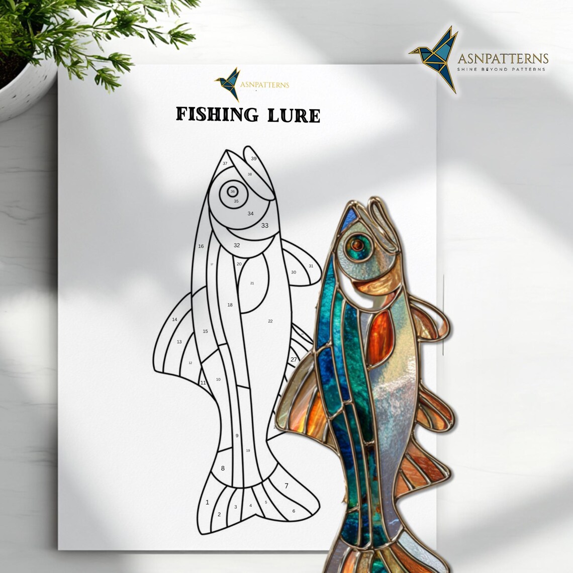 Fishing Lure Stained Glass Pattern, Fish Suncatcher, Stained Glass Fish ...