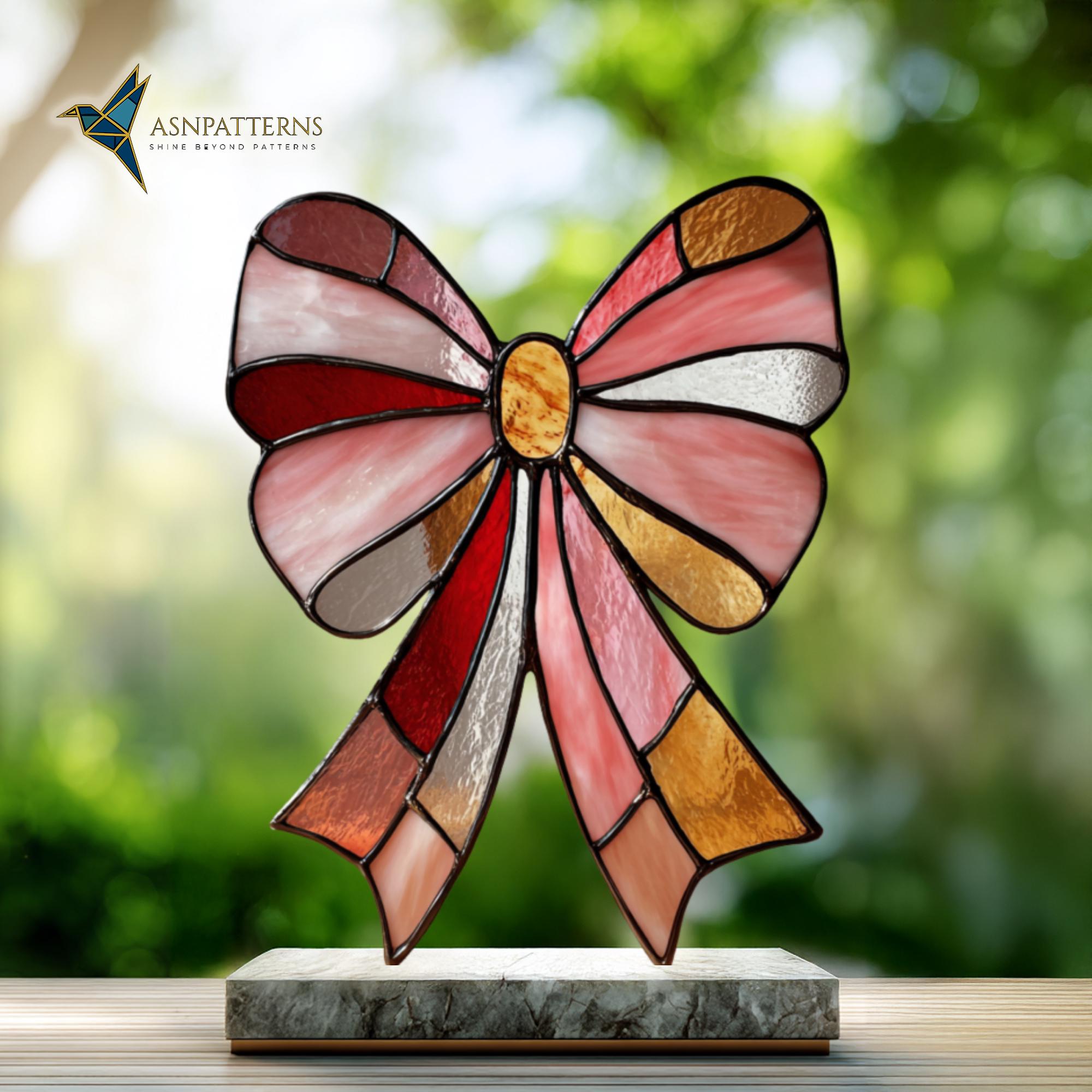 Bow Stained Glass Pattern, Bow Suncatcher, Stained Glass Bow and ...