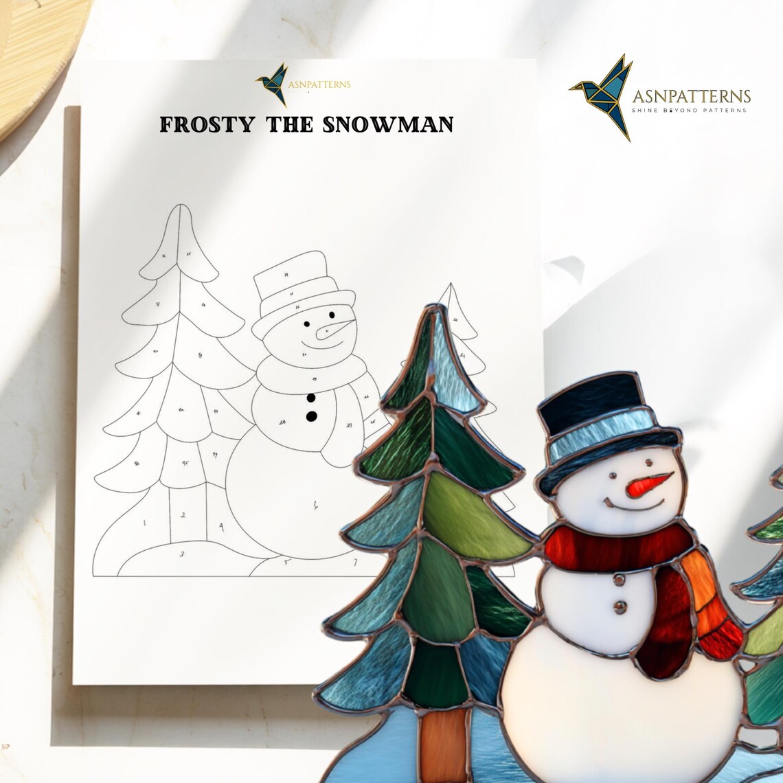 Frosty the Snowman Stained Glass Pattern, Snowman Suncatcher, Stained ...