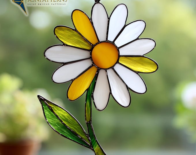 Daisy Flower Stained Glass Pattern • Beginner Stained Glass Daisy ...