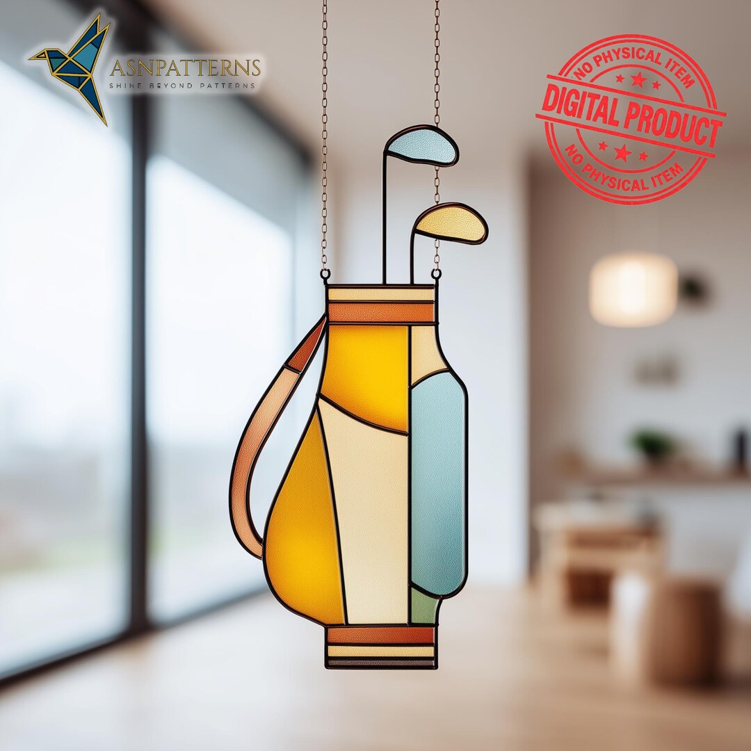 Golf Bag Stained Glass Pattern for DIY Suncatcher and Home Decor - Etsy ...