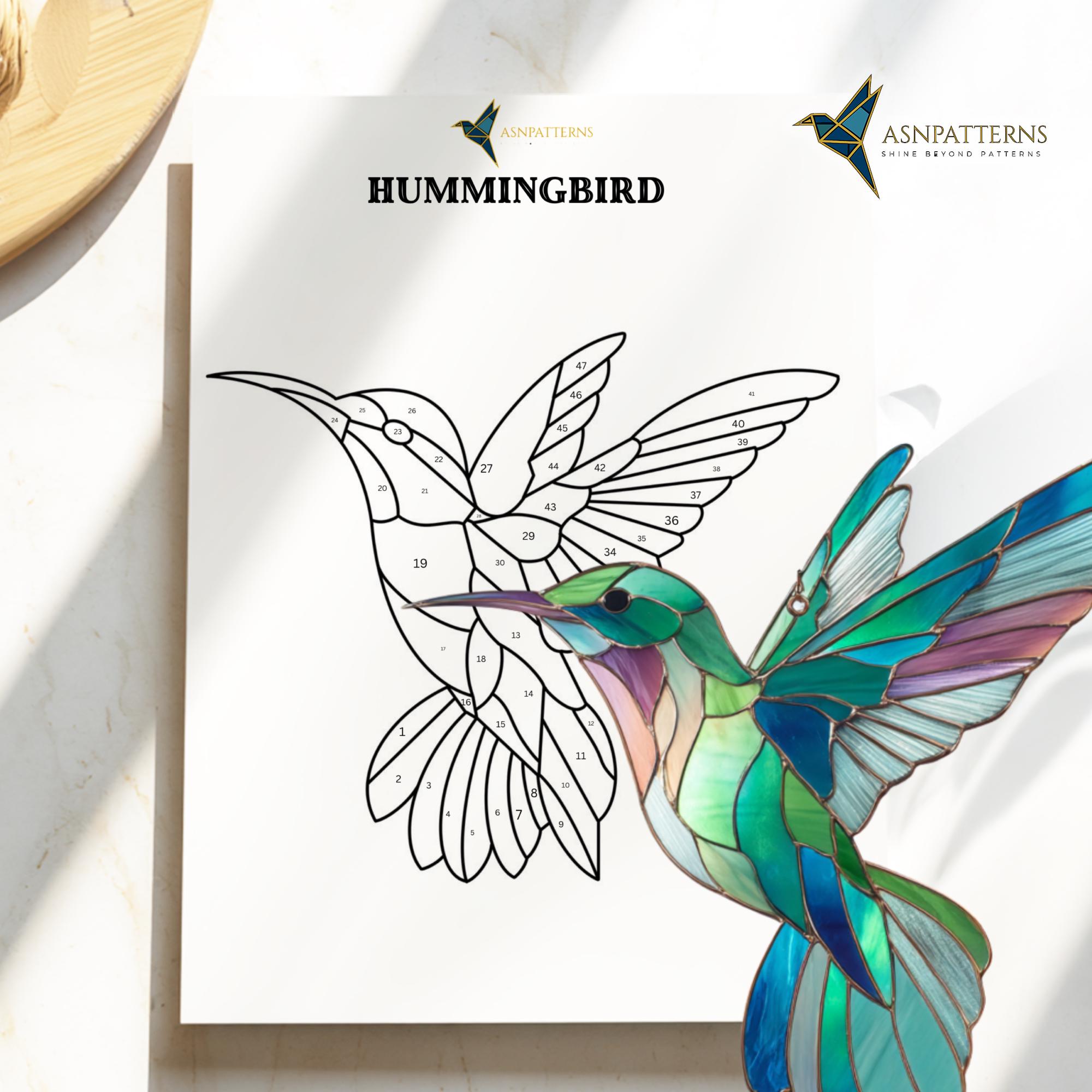 Hummingbird Stained Glass Pattern, Hummingbird Suncatcher, Stained ...