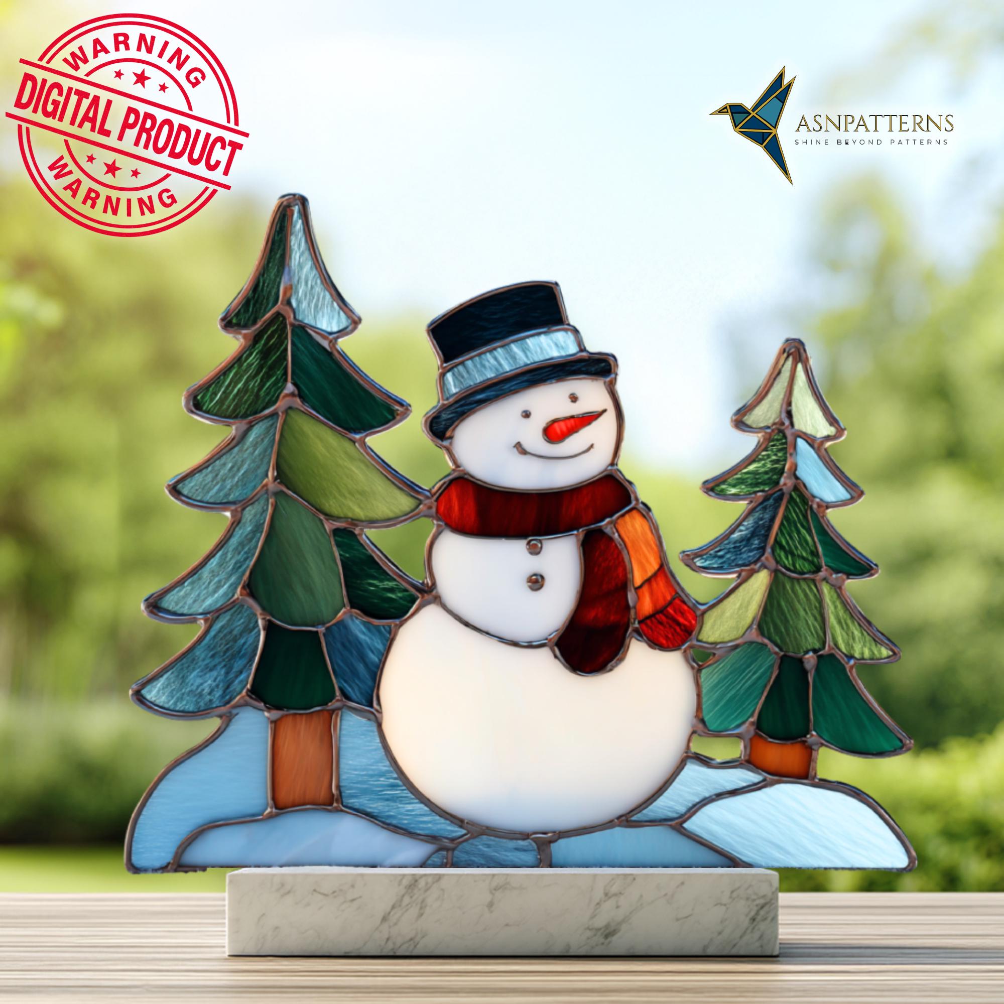 Frosty the Snowman Stained Glass Pattern, Snowman Suncatcher, Stained ...