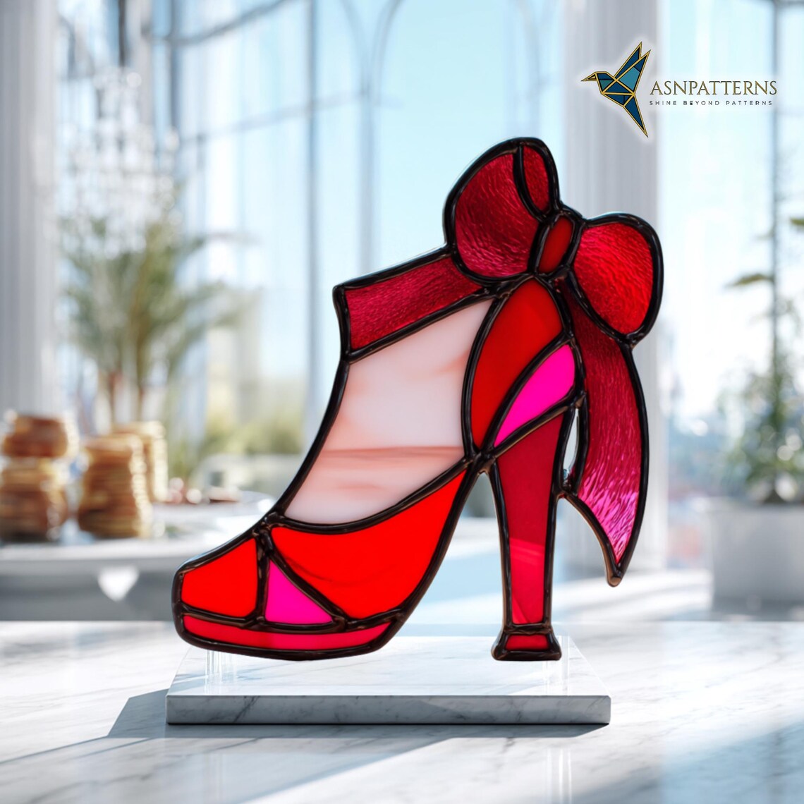 High Heels Stained Glass Pattern, High Heels Suncatcher Template, DIY ...