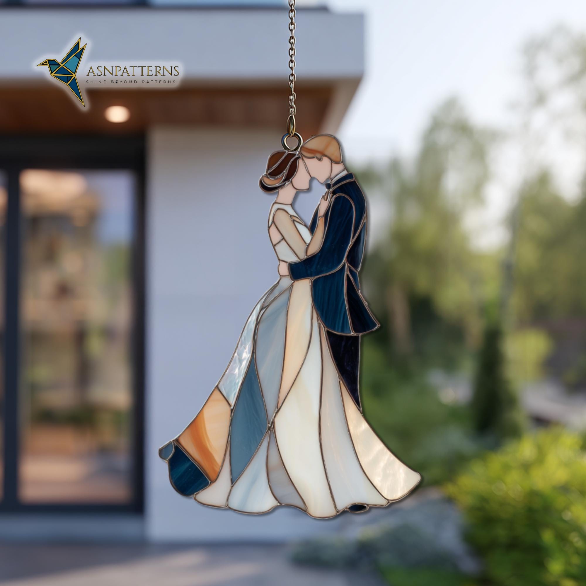 Wedding Stained Glass Pattern, Wedding Suncatcher, Stained Glass Bride ...