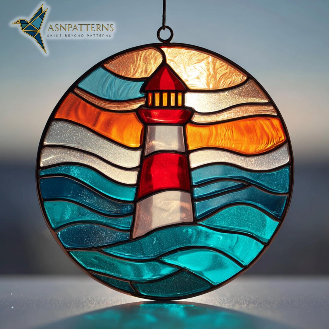 Lighthouse Stained Glass Pattern, Suncatcher Lighthouse, Stained Glass ...