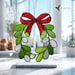 Mistletoe Branch Stained Glass Pattern, Mistletoe Wreath Suncatcher ...
