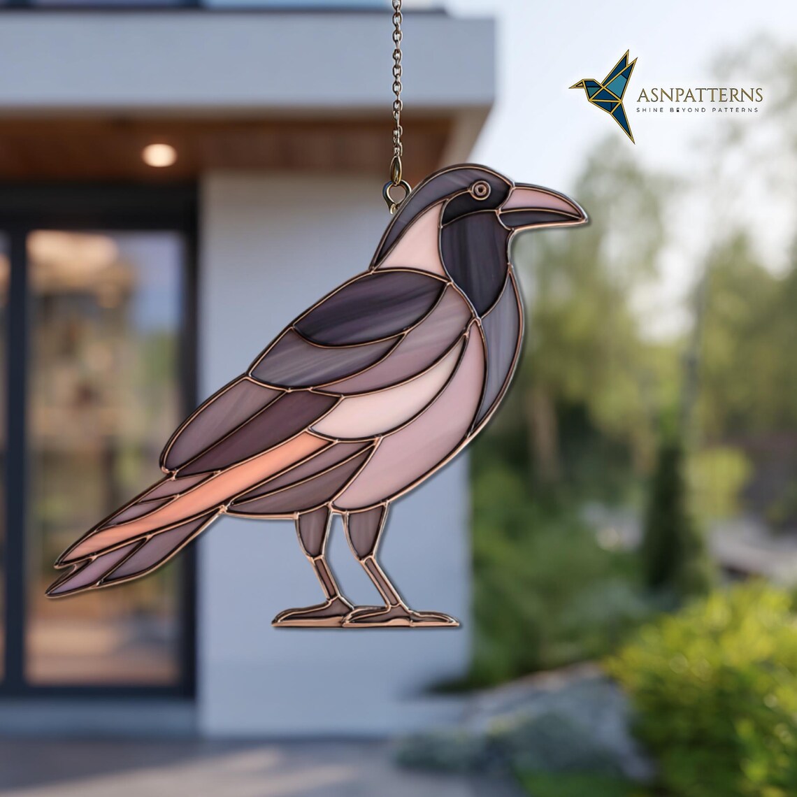 Crow Stained Glass Pattern, Crow Raven Witch Suncatcher Template ...