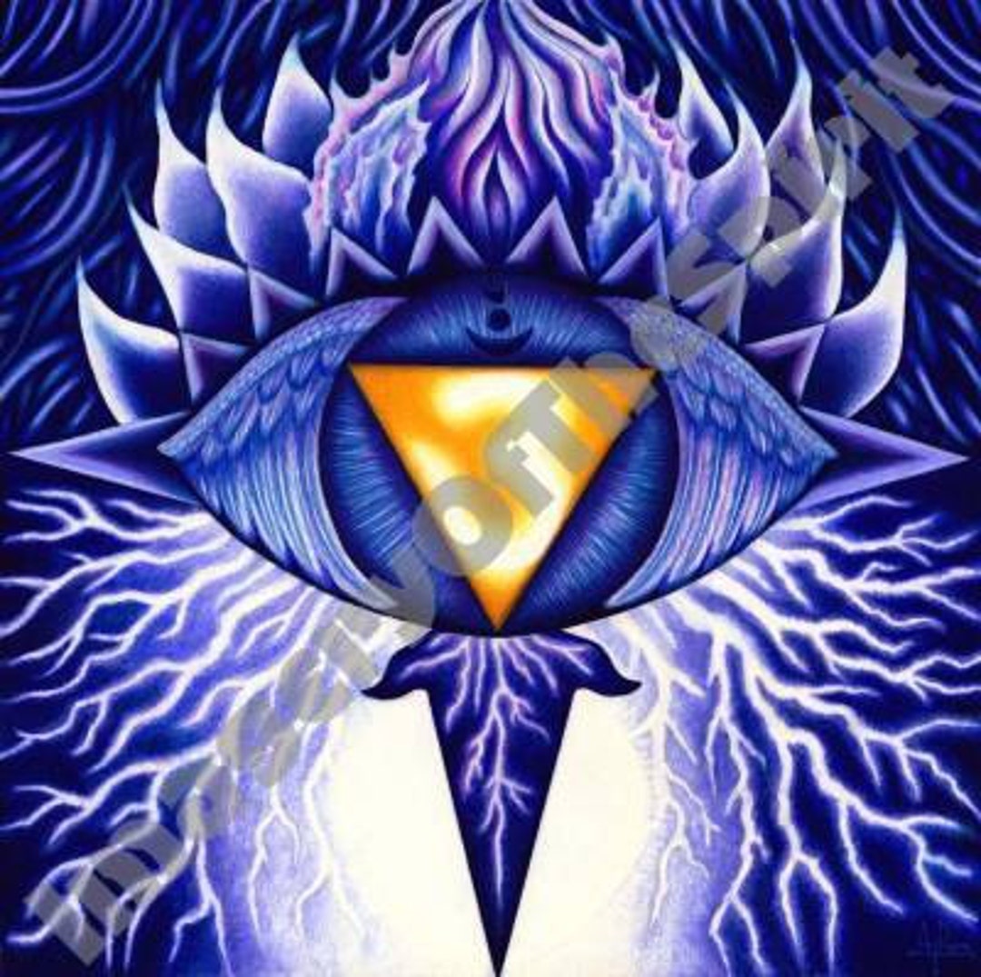 Indigo Third Eye Chakra Ajna Giclee Print on Heavyweight Cotton From ...