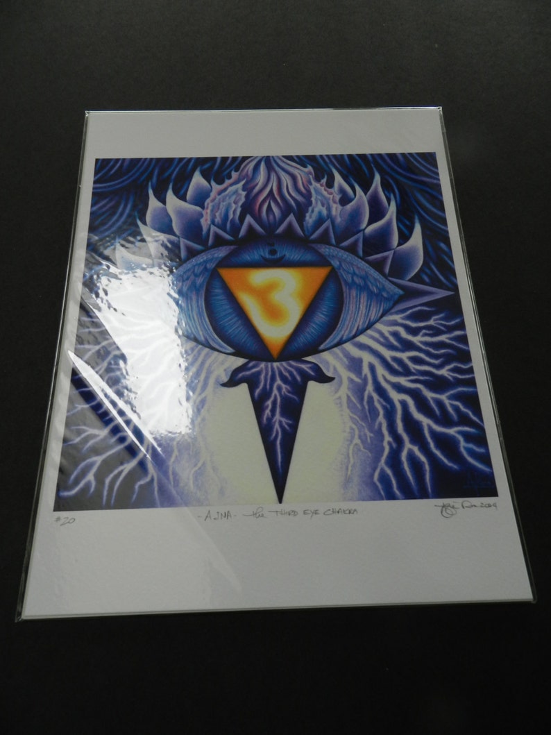 Indigo Third Eye Chakra Ajna Giclee Print on Heavyweight Cotton From ...