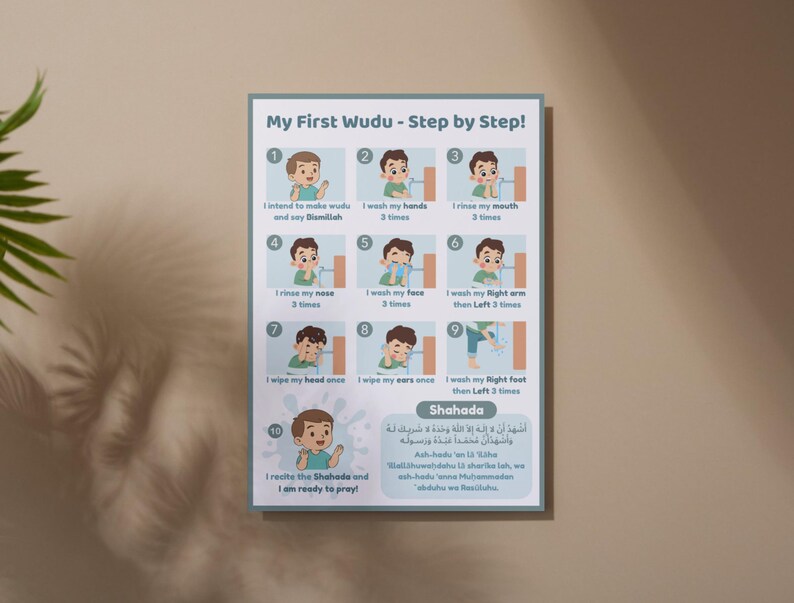 Wudu Steps Poster A4 | Islamic Ablution Guide Printable – My First Wudu ...