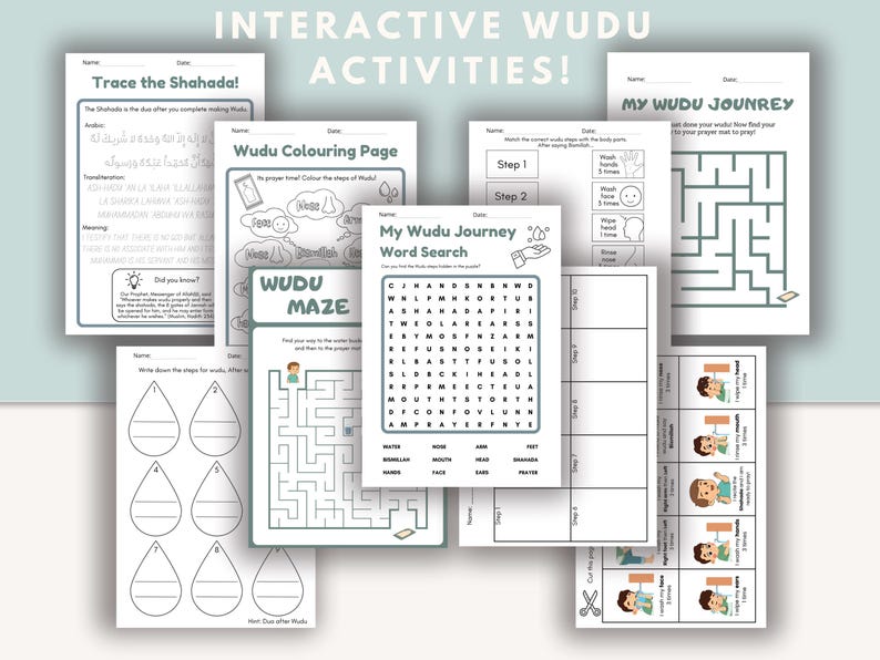 Step-by-step Wudu Worksheets for Muslim Kids | Printable Ablution ...