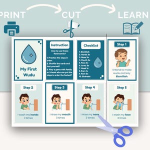 Wudu Flashcards Printable | Step-by-step Ablution Guide for Kids ...