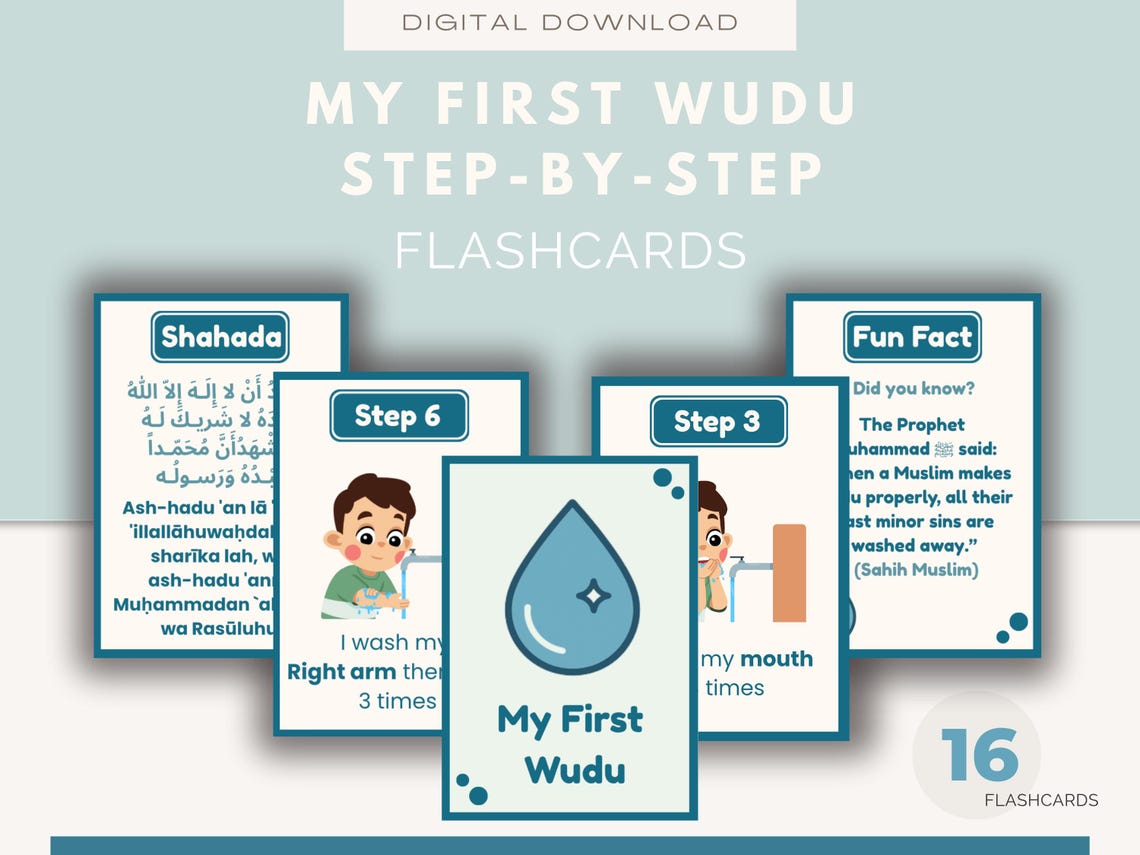 Wudu Flashcards Printable | Step-by-step Ablution Guide for Kids ...