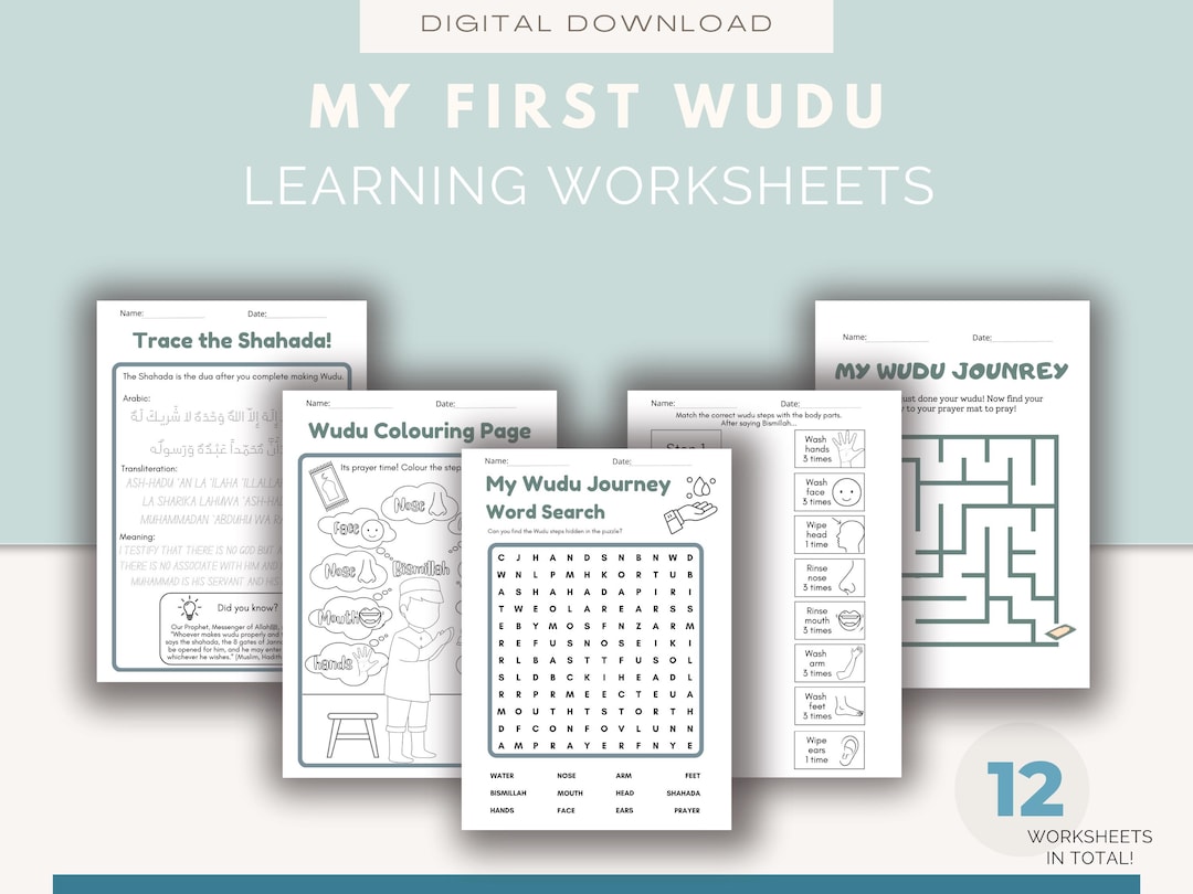 Step-by-step Wudu Worksheets for Muslim Kids | Printable Ablution ...