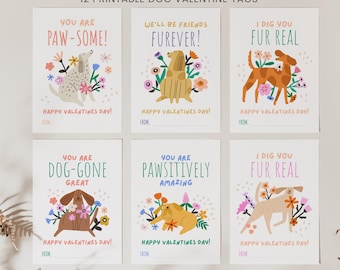Dog Valentine Gift Tags | Cute Puppy Valentine Tags | Classroom ...