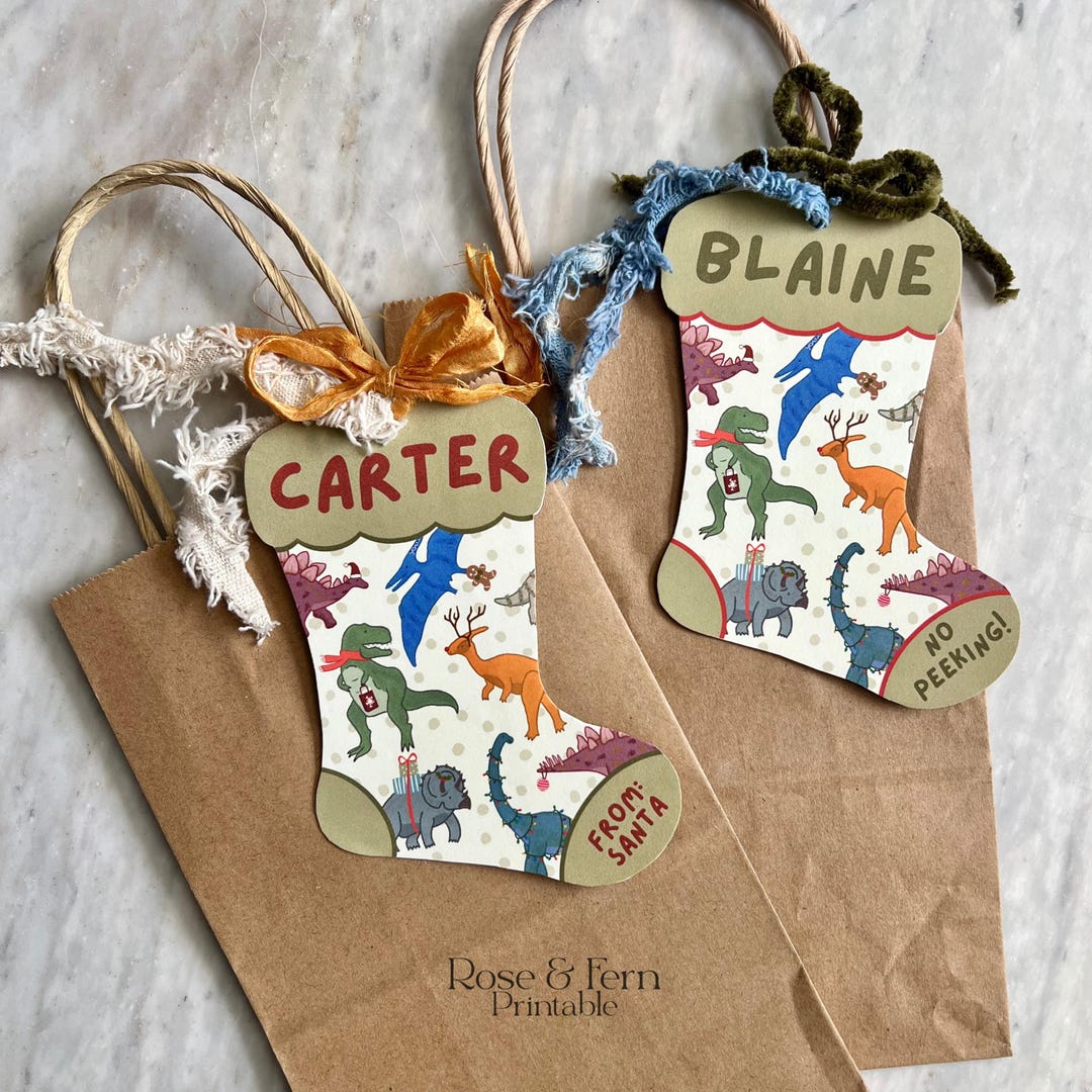 Editable Dinosaur Gift Tags • Gift Card Holder Tags • Christmas ...