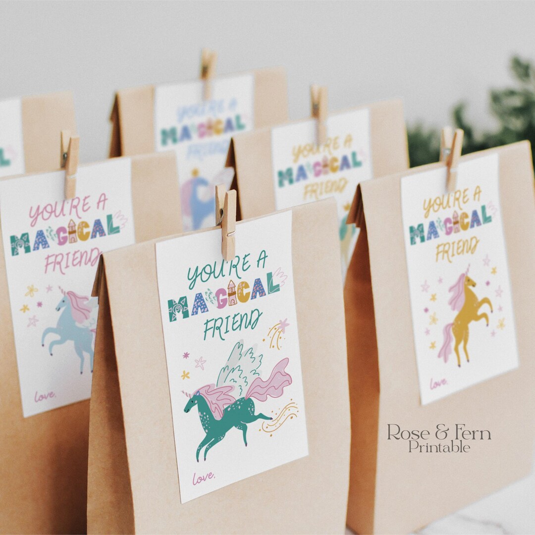 Unicorn Valentine Tags Printable | Magical Classroom Valentines ...