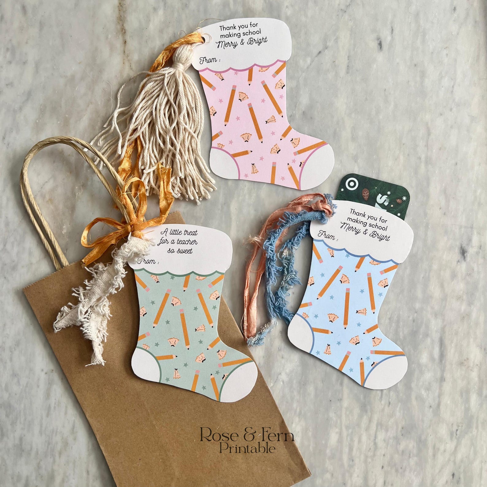 Christmas Stocking Gift Tag | Gift Card Holder | Teacher Appreciation ...